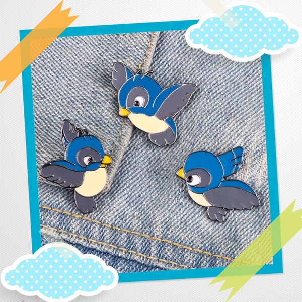 Blue Bird Pin - Etsy