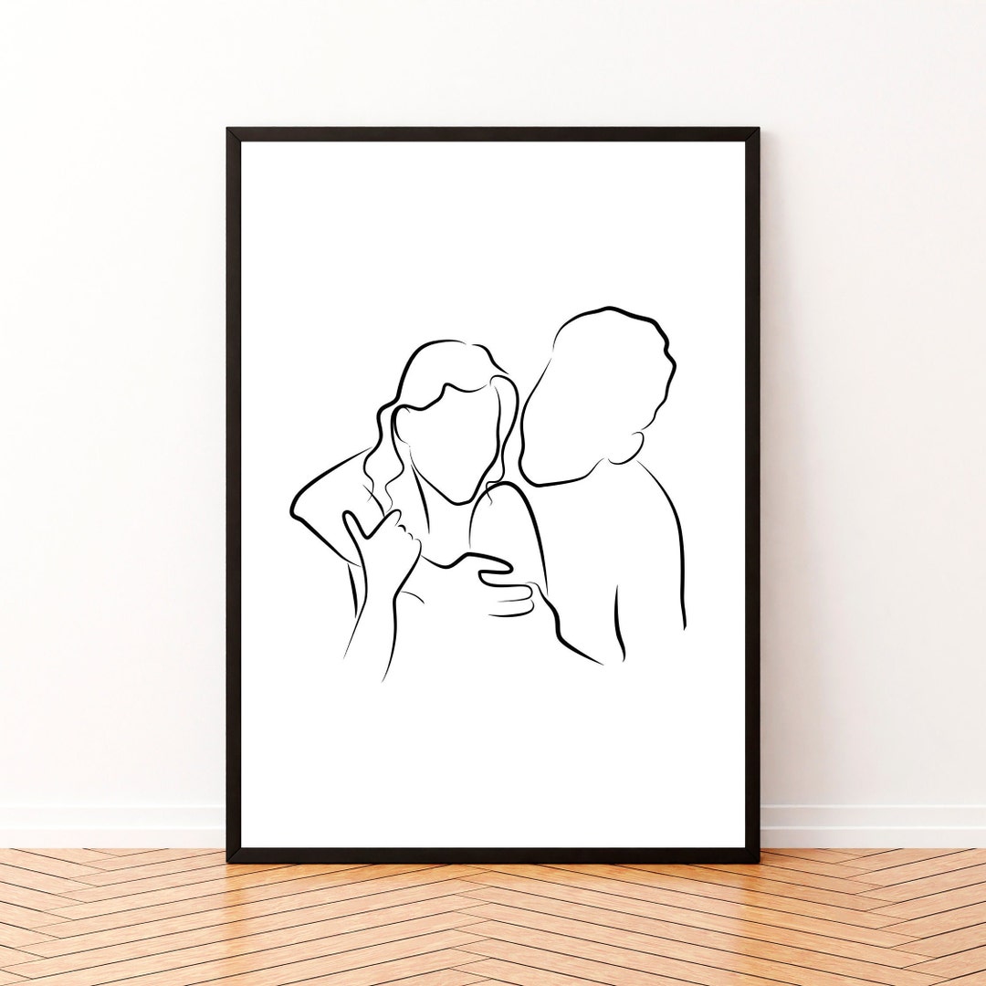 Couple Line Art, Bedroom Line Art, Line Body Drawing Prints, Abstract ...