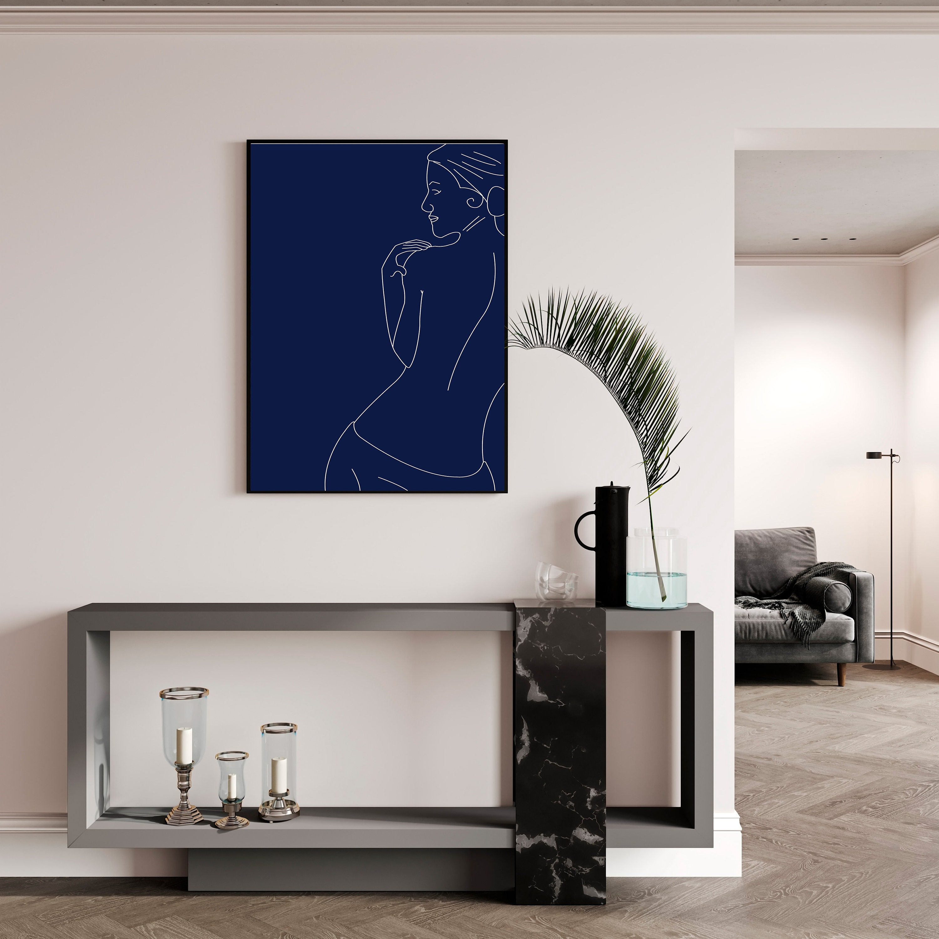 Blue Woman Line Art Woman Body Line Art Female Sensual Line - Etsy UK