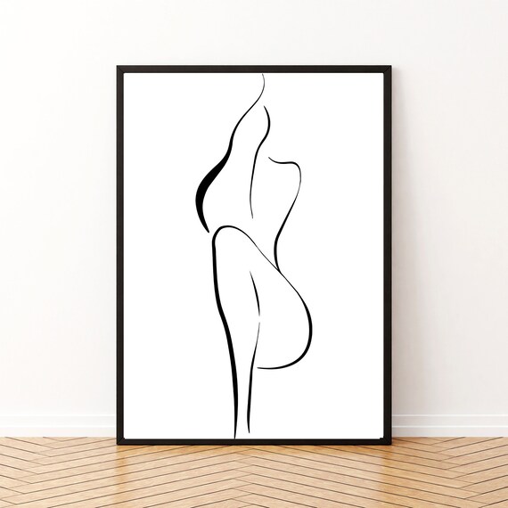Woman Line Art Woman Body Line Art Female Nude Prints One - Etsy