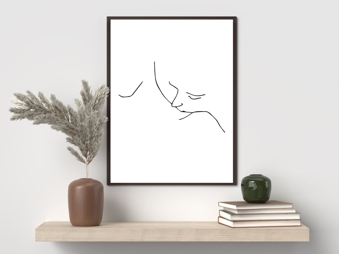 Couples Line Art Bedroom Line Art Line Drawing Face Print - Etsy
