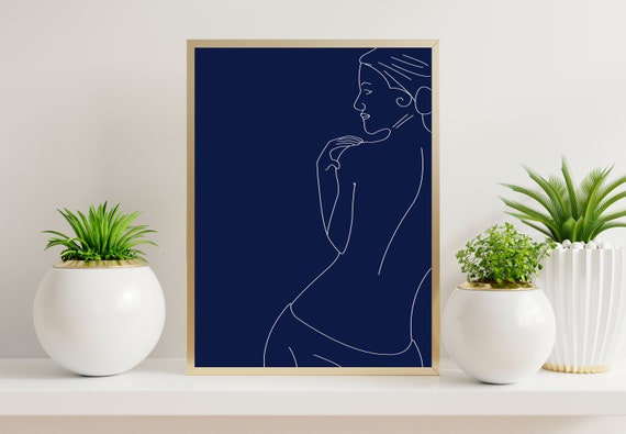 Blue Woman Line Art Woman Body Line Art Female Sensual Line - Etsy UK