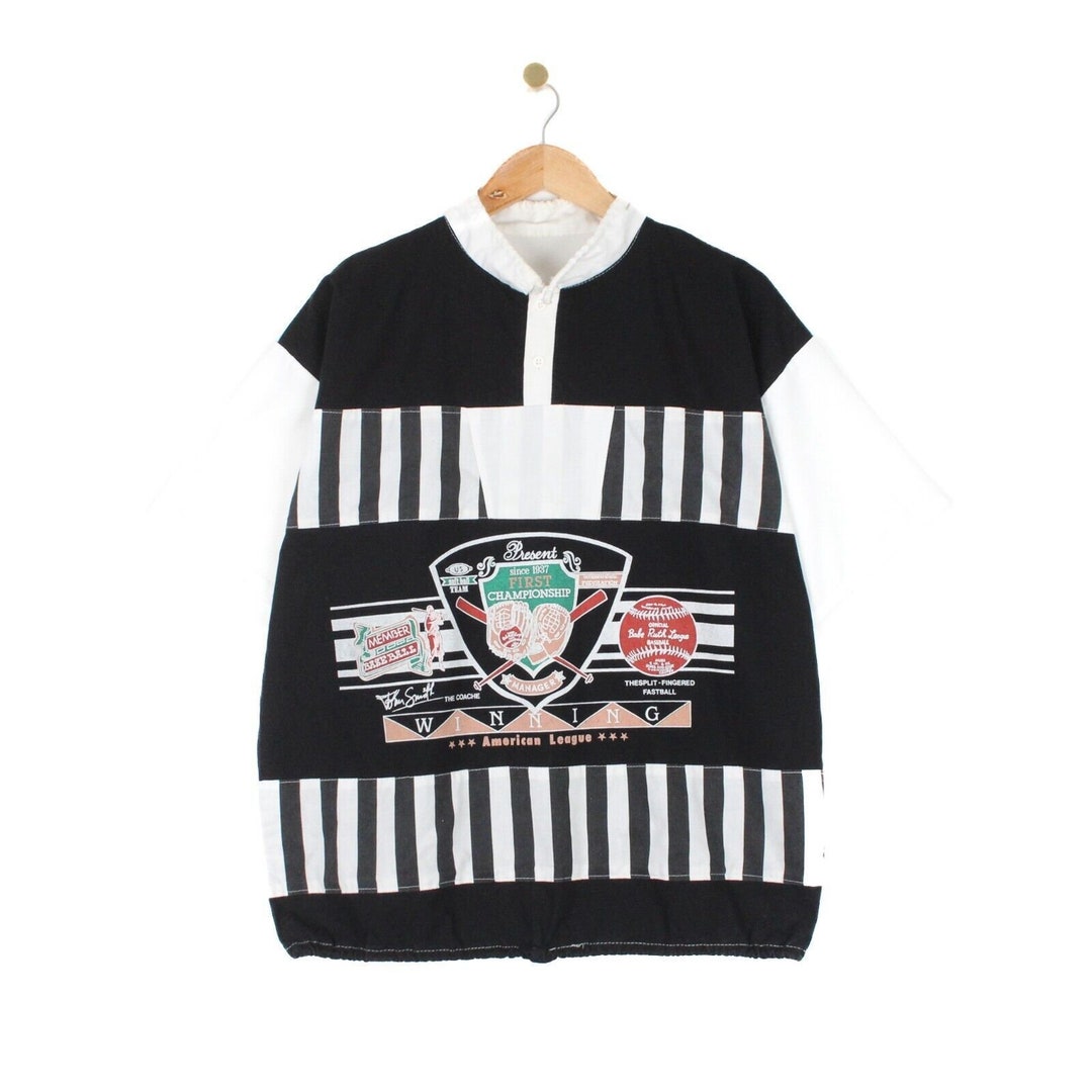 80s Vintage Baseball Jersey Top Softball Retro Short Sleeve Cotton Size ...