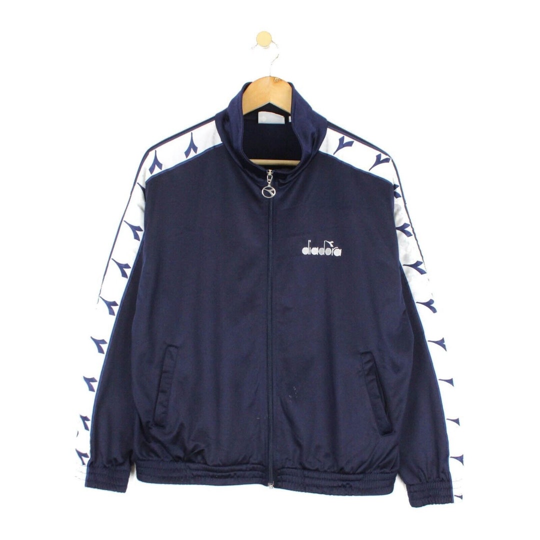 Diadora Track Jacket 90s Vintage Tracksuit Top Tape Logo Retro Mens ...