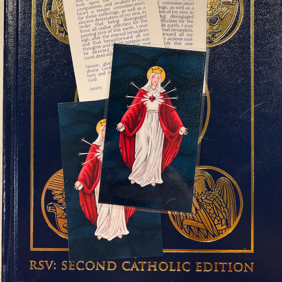 Our Lady of Sorrows Handmade Prayer Card – Original Art – Laminated or ...