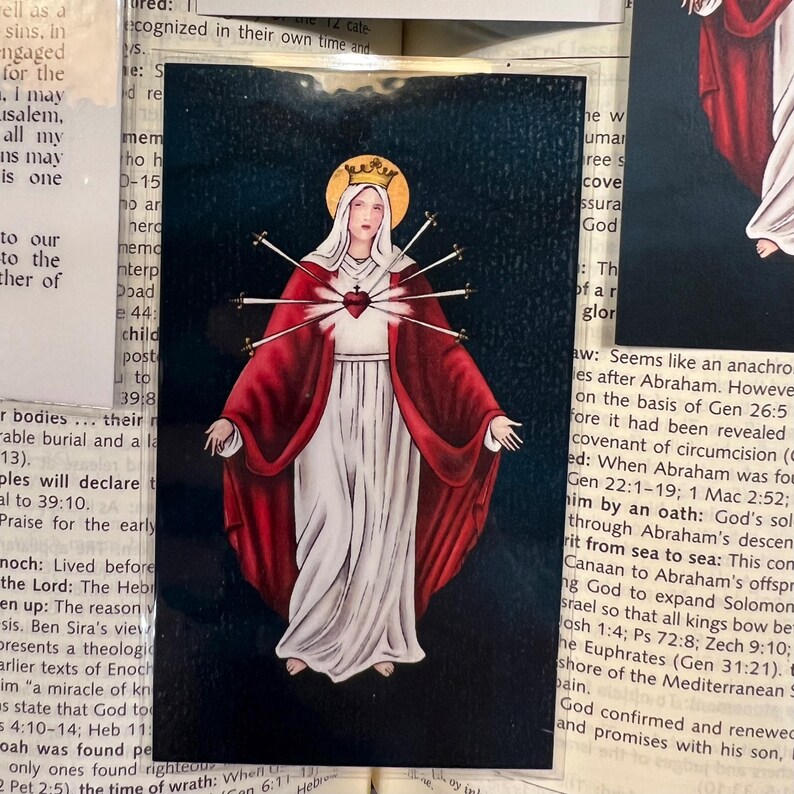 Our Lady of Sorrows Handmade Prayer Card – Original Art – Laminated or ...
