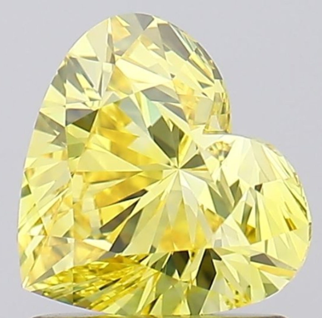 1.02 Ct Heart Cut Fancy Vivid Yellow Lab Grown Diamond for Engagement ...