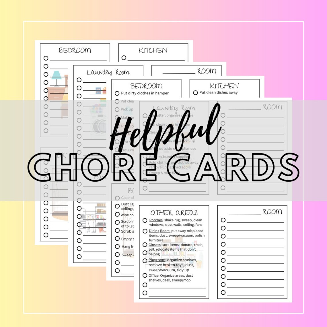 Chore Task Cards, Kids Chores Cards, Instant Download, House Chores ...