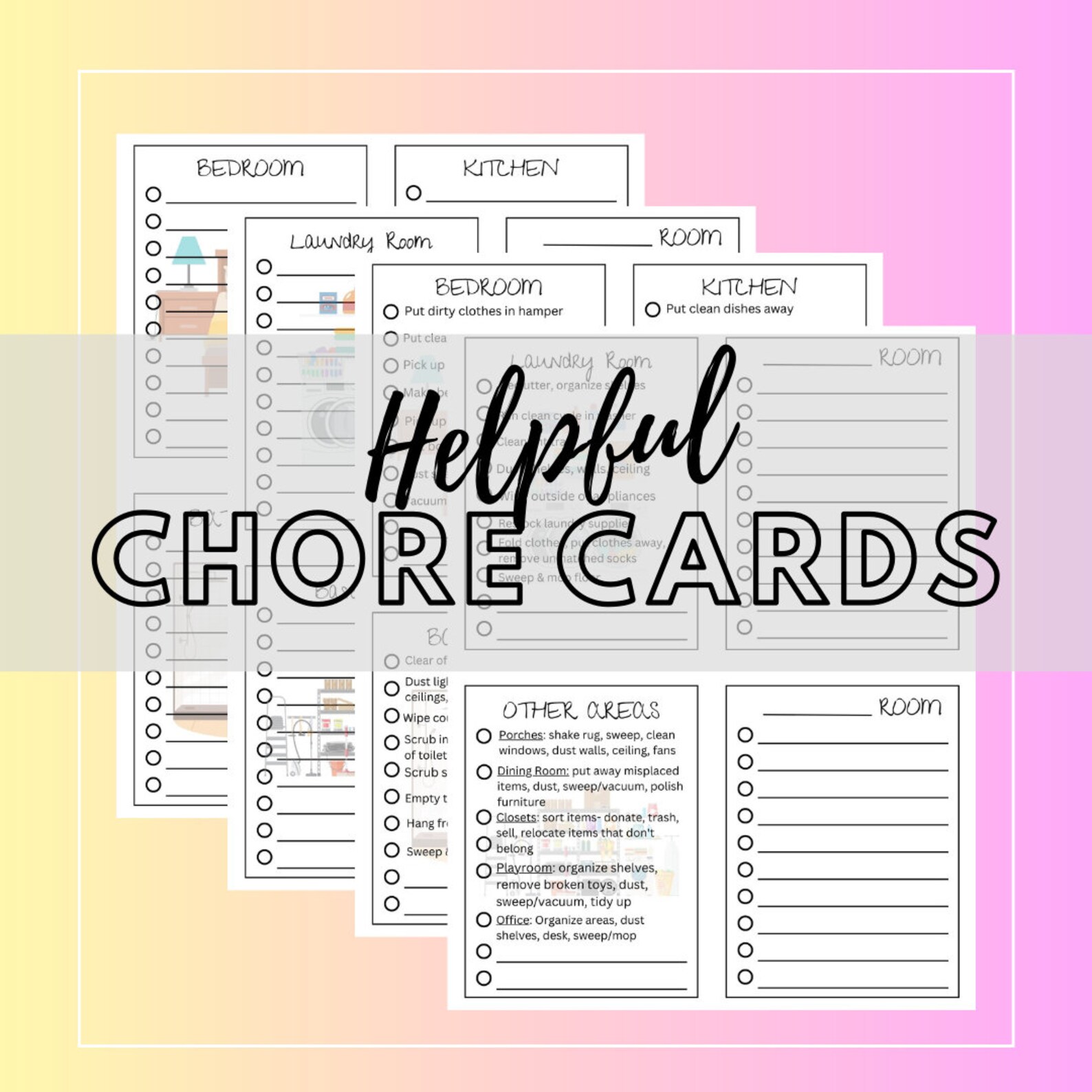 Chore Task Cards, Kids Chores Cards, Instant Download, House Chores ...