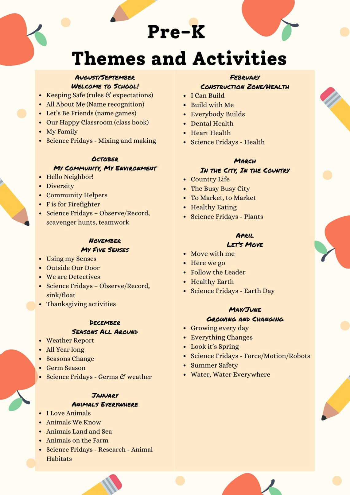 Best Preschool Themes Printable, Instant Download, Printable, Preschool ...