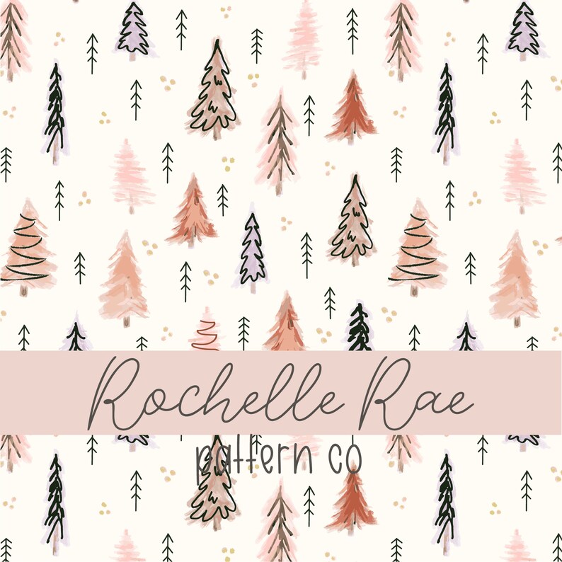 Pink Christmas Tree Digital Download Pattern, Printable Wall Art ...