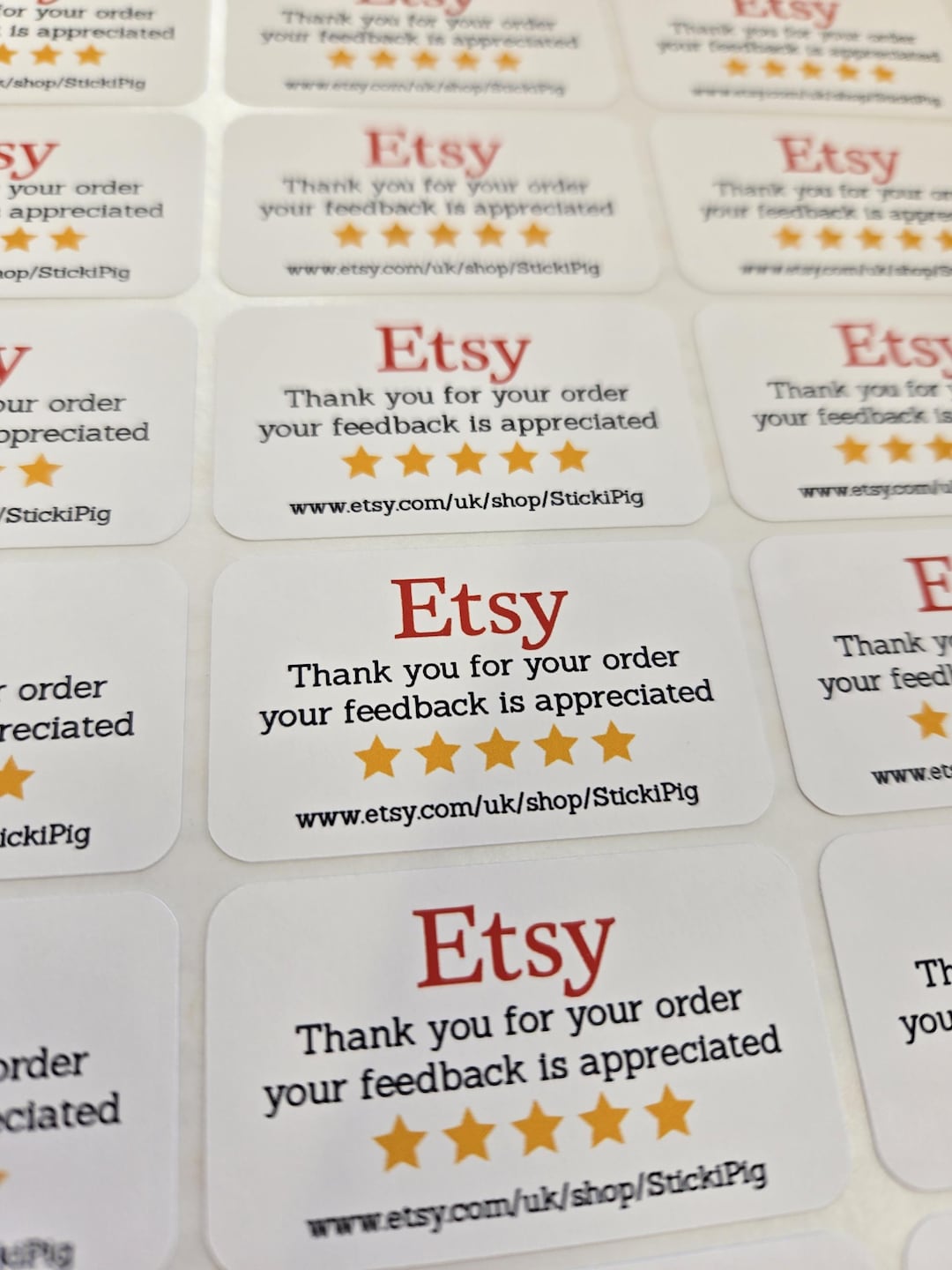 Custom Feedback Stickers – Small Shop Packaging Labels (47x27mm) - Etsy