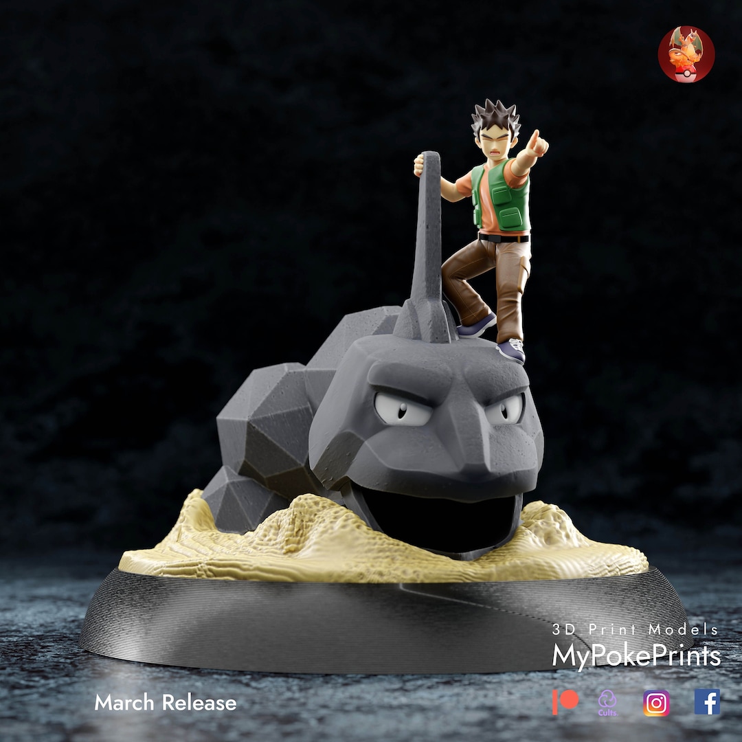 Onix and Brock Pokemon Figure Statue Pokemonfanart Gift for Pokemonfans ...