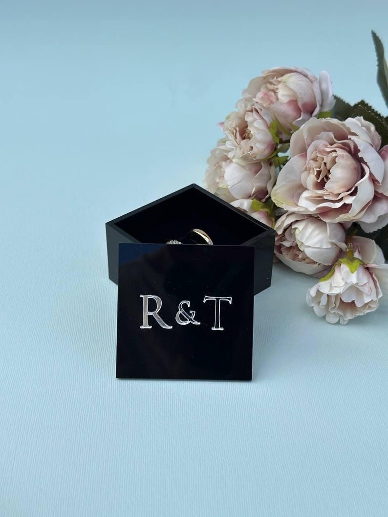 Custom Engraved Acrylic Ring Box - Personalized Black Wedding Keepsake ...