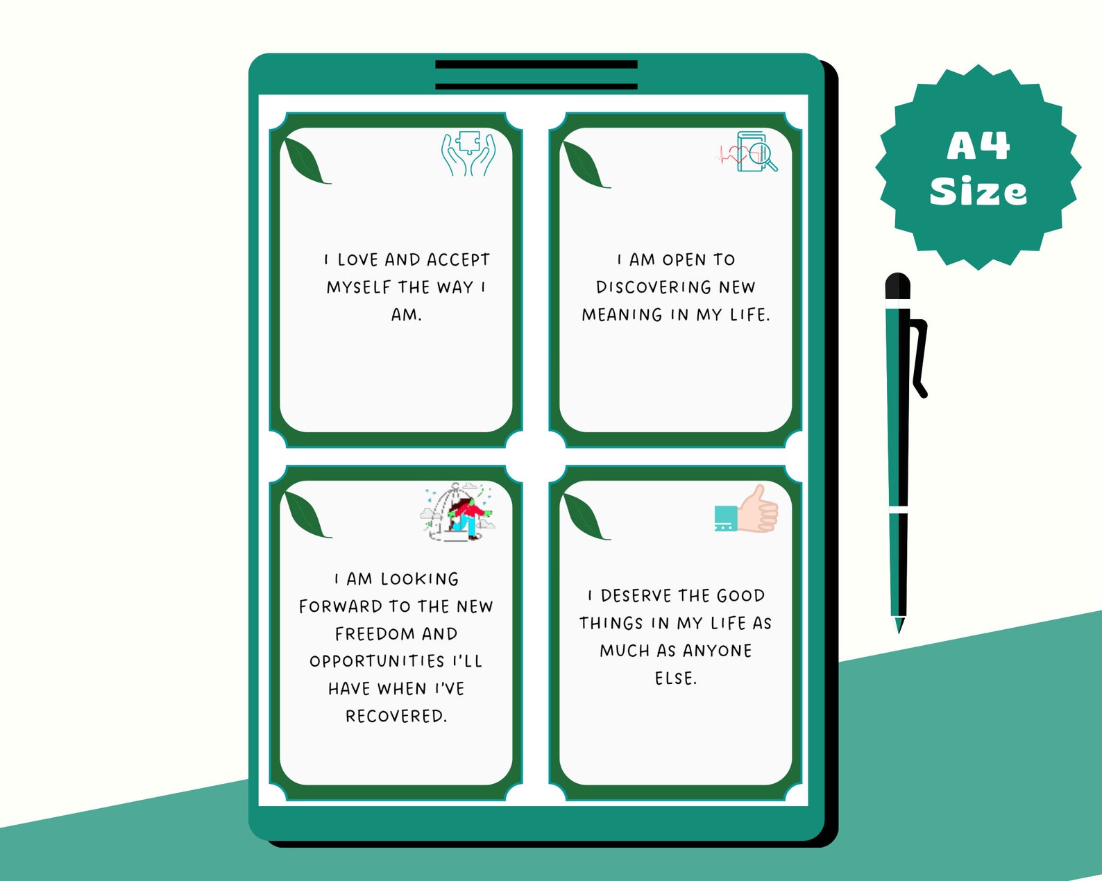 Affirmation Cards: Positive Self-talk, Motivational Printable (PDF ...