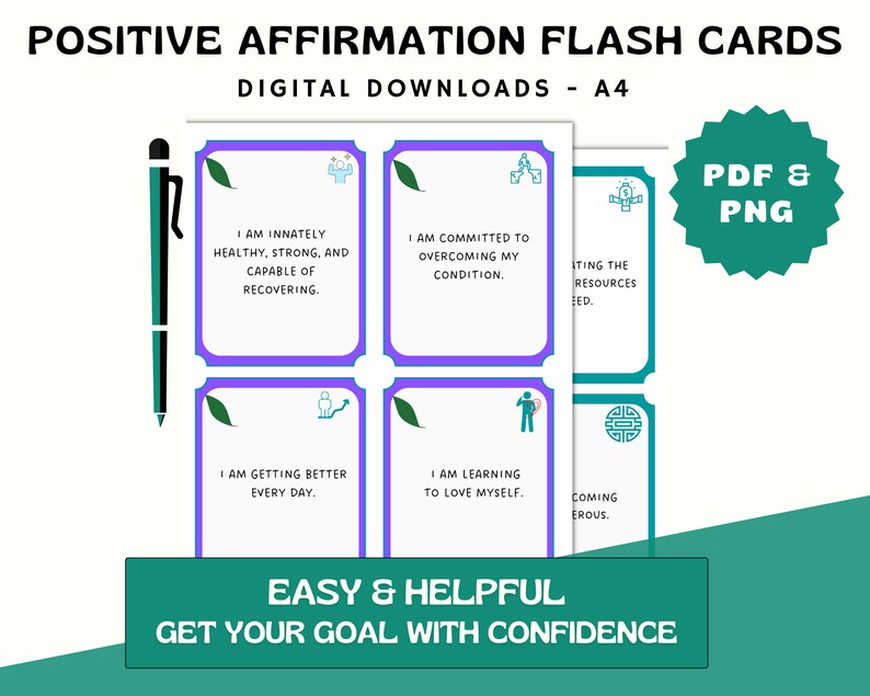 Affirmation Motivational Cards, Positive Self-talk, Positive Messages ...