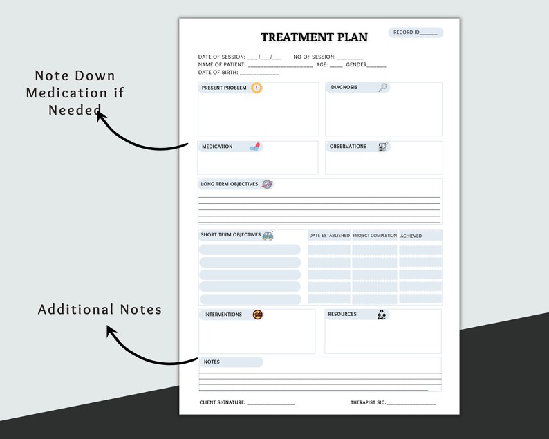 Treatment Plan (yellow), Treatment Plans, Printable Treatment Templates ...