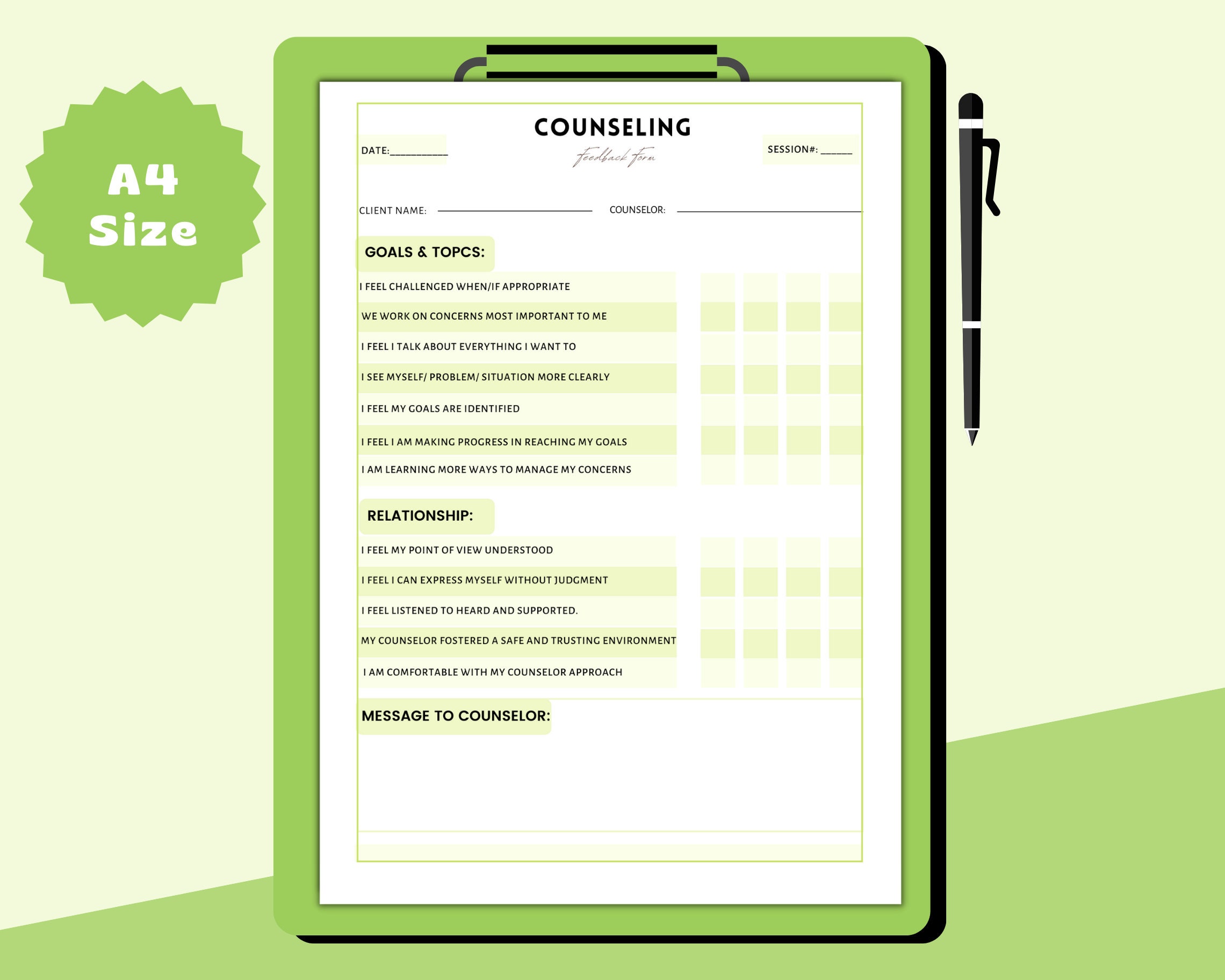 Counseling Feedback Form (green), Counseling Review Form, Opinions From ...