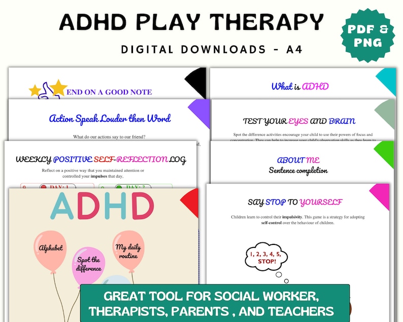 ADHD Play Therapy Worksheets Activity for Kids My ADHD - Etsy