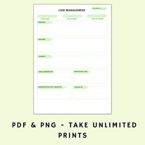 Case Management Form: Client Documentation Template (printable PDF) - Etsy