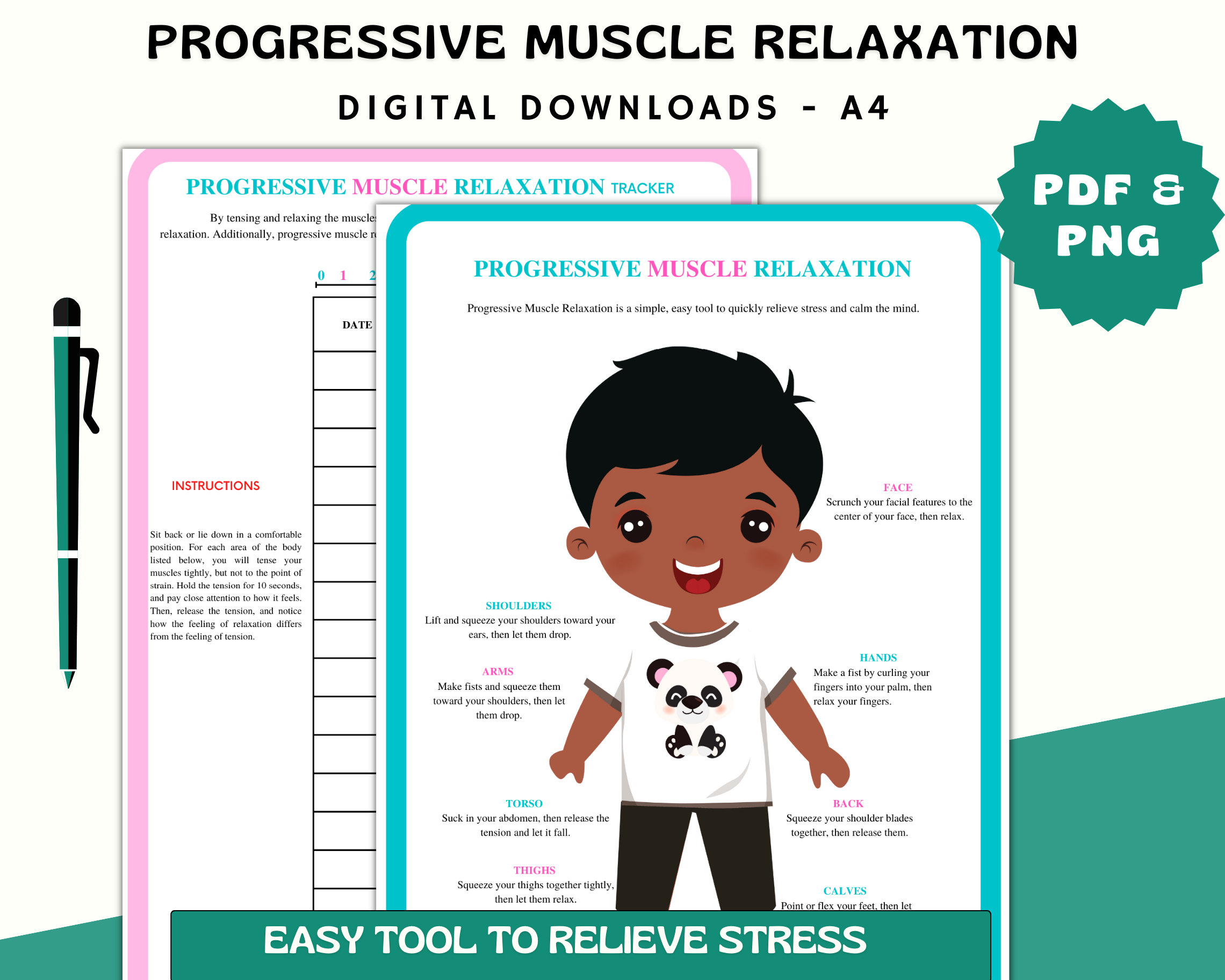 Progressive Muscle Relaxation Template, Relaxation Strategies, Stress ...