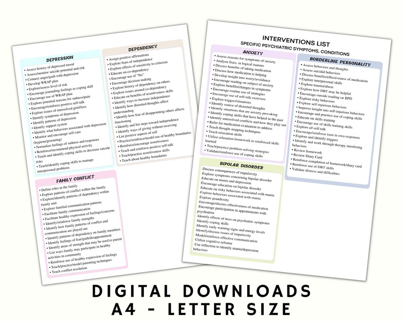 Therapy Intervention List: Clinical Terms Cheat Sheet (digital Download ...