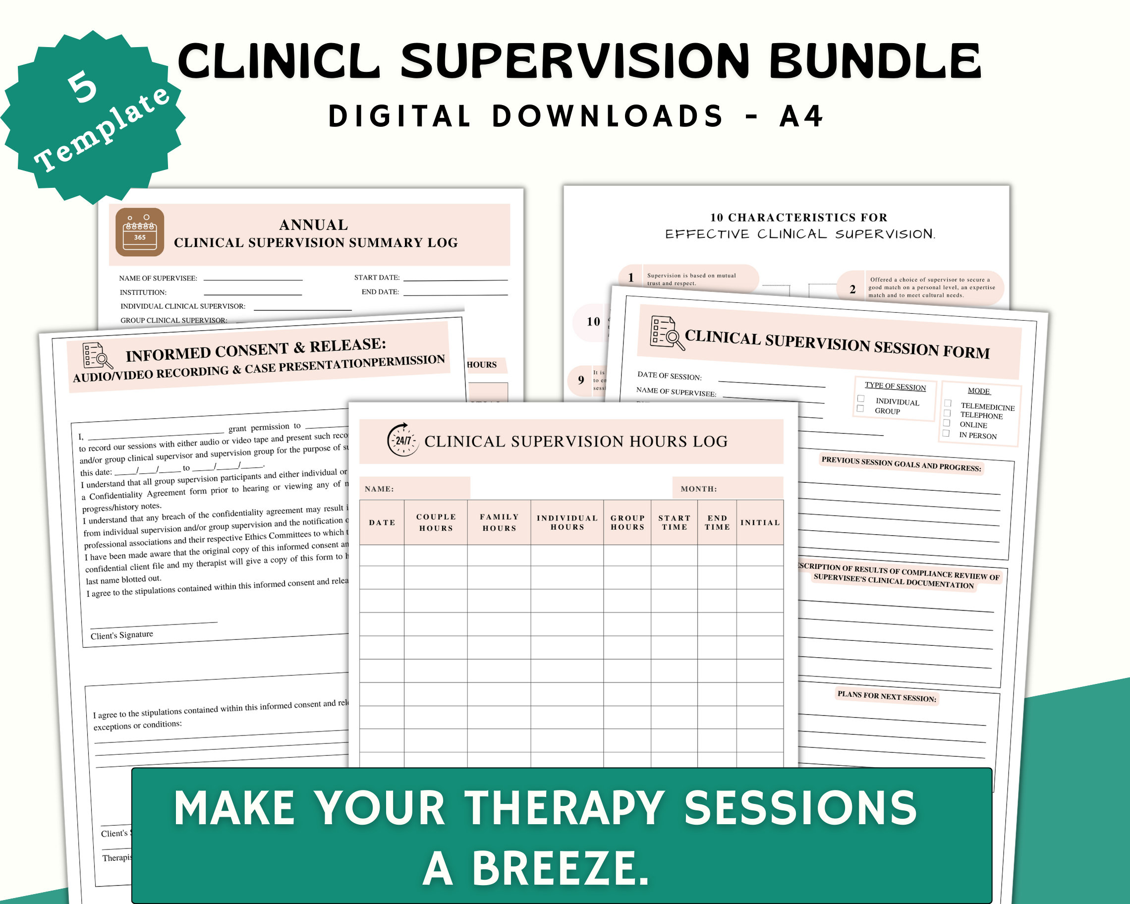 Clinical Supervision Bundle, Annual Clinical Supervision Summary Log ...