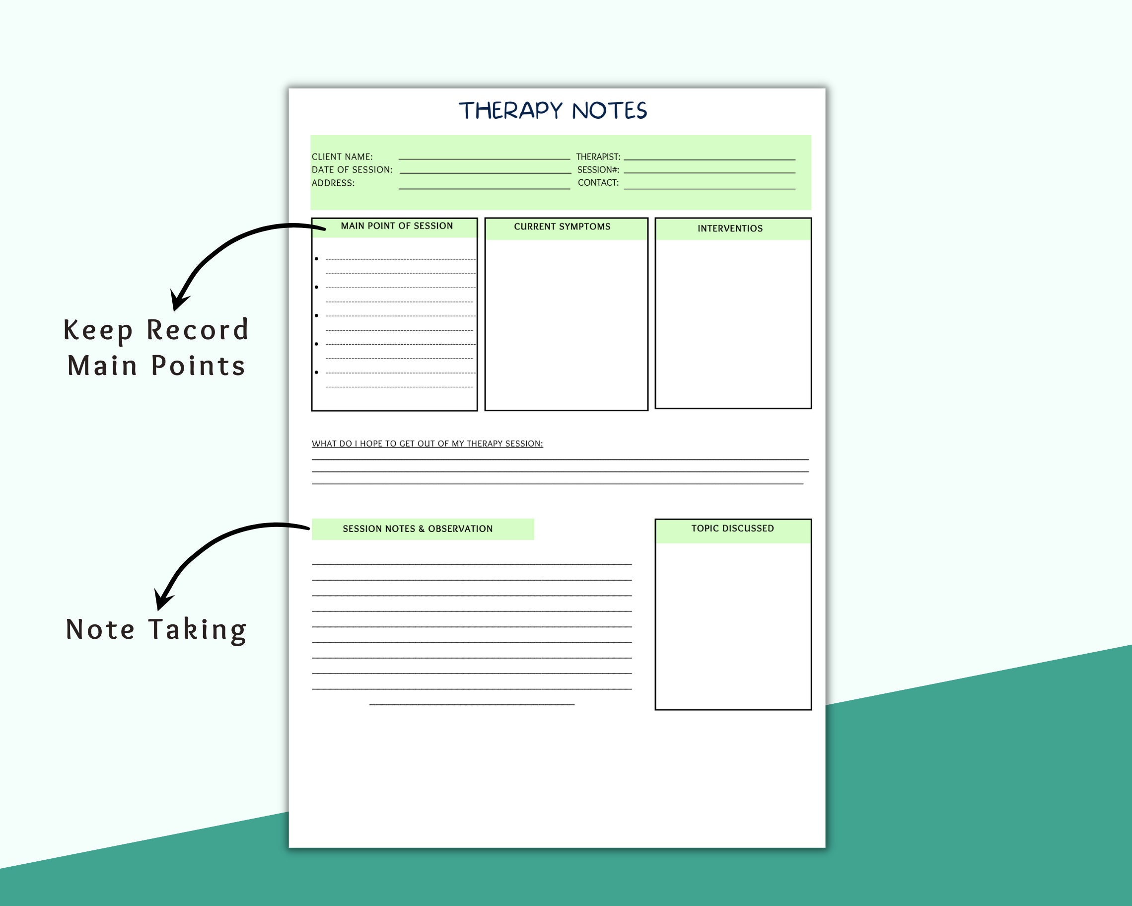 Therapist Notes Sheets, Therapist Worksheet, Therapist Note Template ...
