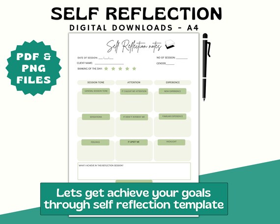 Self Reflection Journal Form Green Therapist Paperwork - Etsy