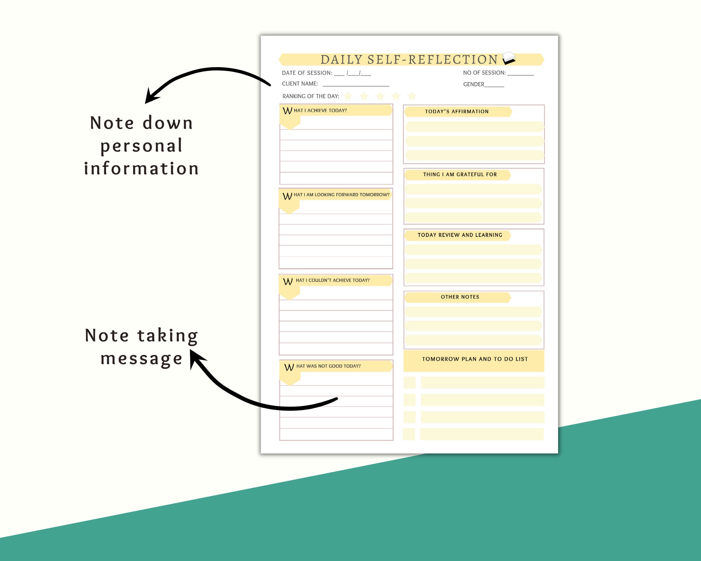 Self-reflection Note, Therapist Paperwork, Psychotherapy Notes ...