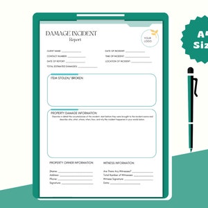 Damage Incident Report Template, Digital Report Template, Editable in ...