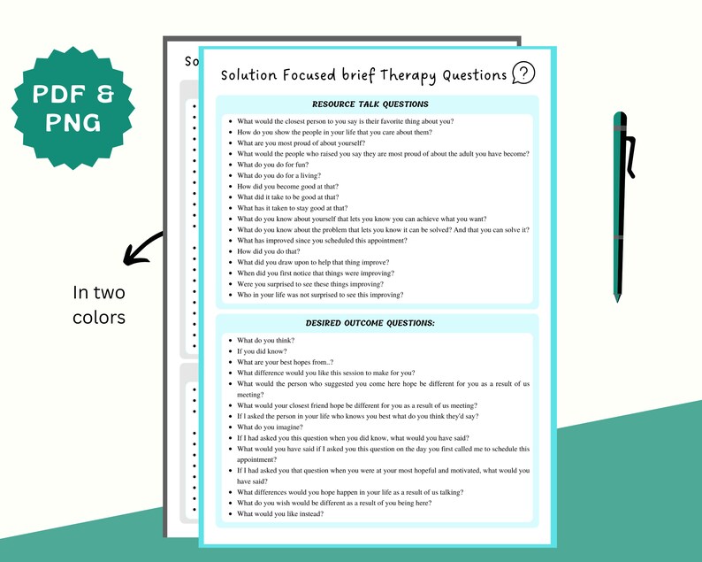 Solution Focused Brief Therapy Questions, Fundamentals, Medsurg ...