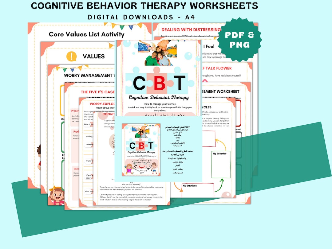 CBT Anxiety Relief Worksheet, Kids Cognitive Behavior Worries Therapy ...