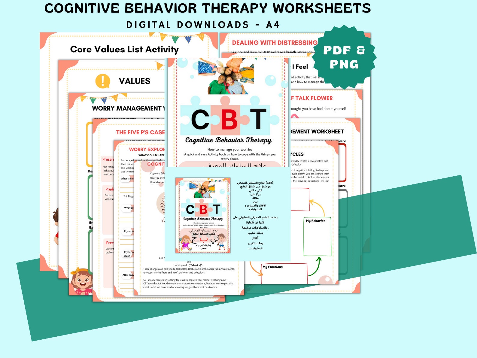 CBT Anxiety Relief Worksheet, Kids Cognitive Behaviour Worries Therapy ...