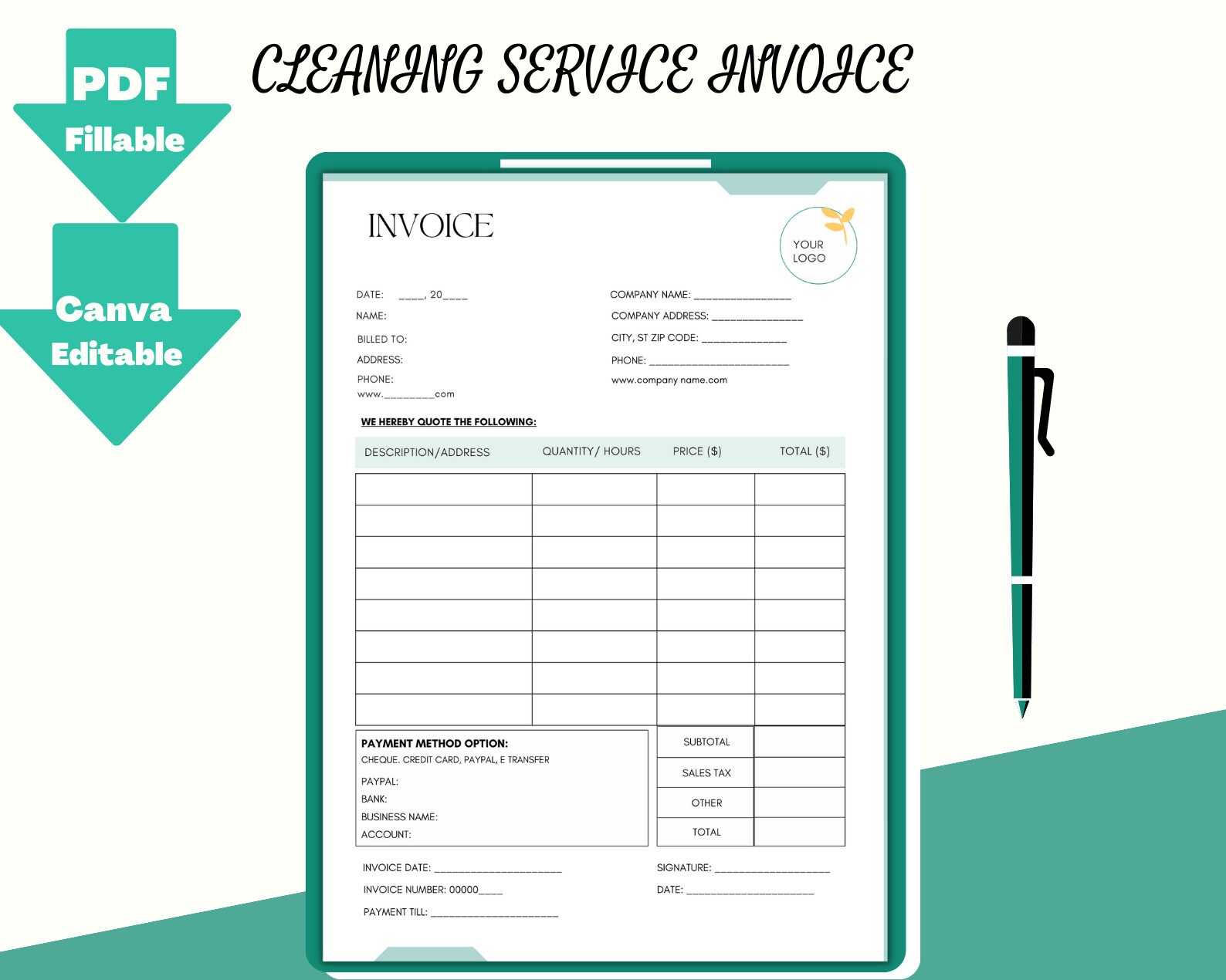 Editable Cleaning Services Contract Form BUNDLE, Pricing Guide, Price List Canva, Ideal for ...