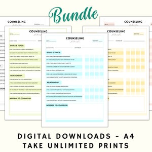 Counseling Supervision Forms Bundle: Therapist Feedback, Notes, Log ...