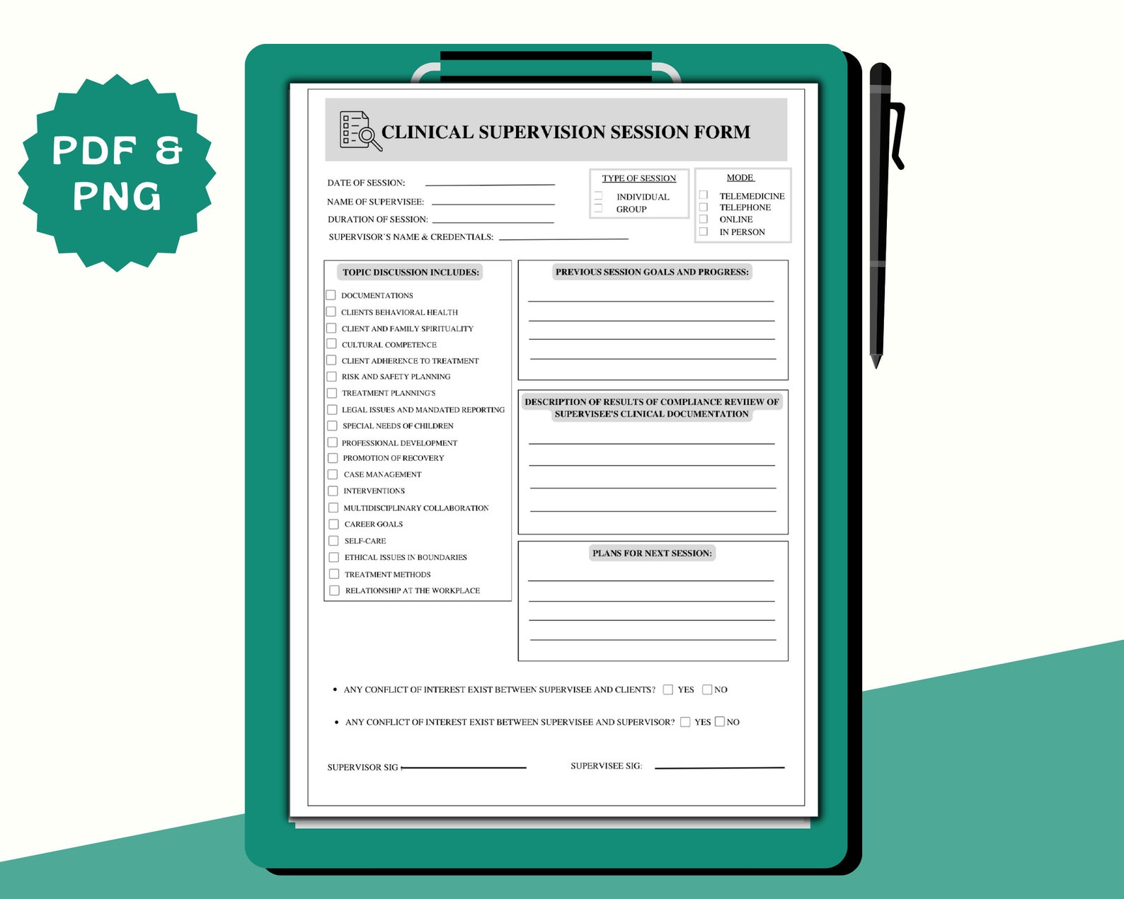 Clinical Supervision Session Forms Bundle: Reference Sheets & Log (PDF) - Etsy