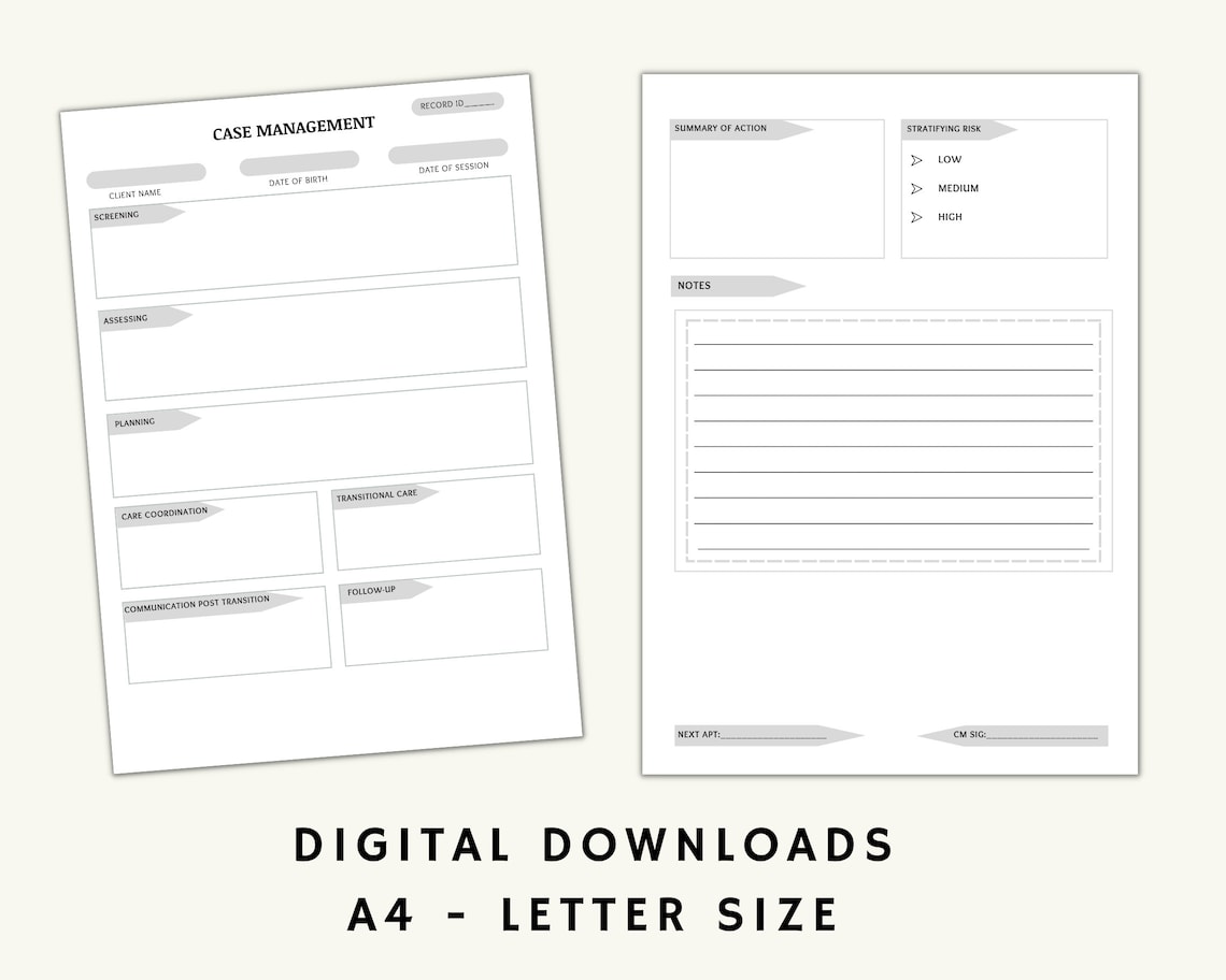 Case Managment (gray), Client Case Identifier Printable Form, Legal ...