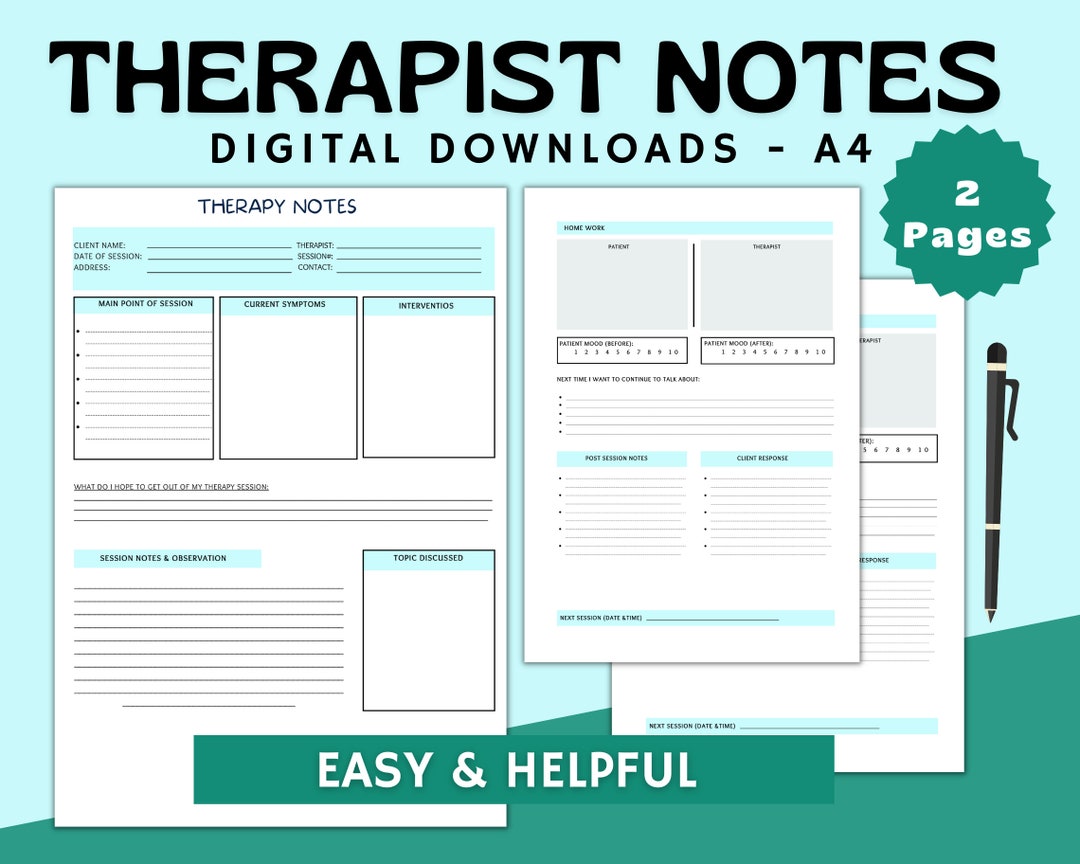Therapist Notes, Therapy Notes, Therapy Progress Notes, Therapy Journal ...