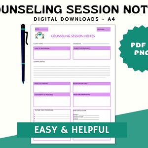 Counseling Session Notes Template: Therapist Printable (PDF & PNG) - Etsy