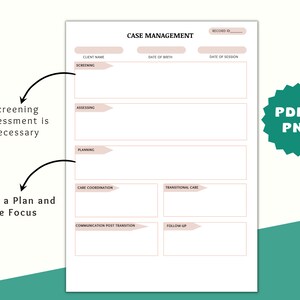 Case Managment (pink), Printable Form, Client Documentation, Case ...