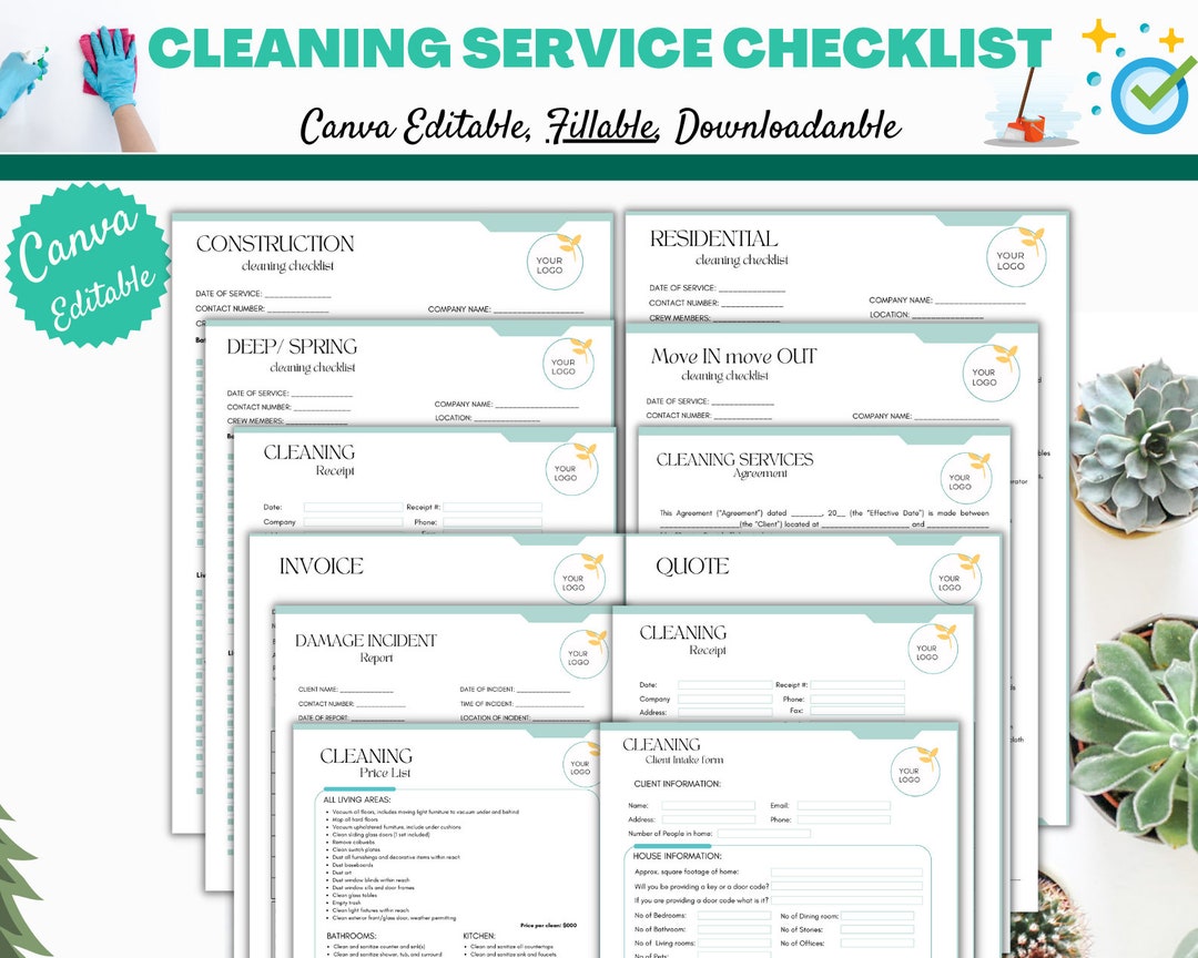 Cleaning Services Contract Forms Mega Bundle (canva Editable, Printable ...