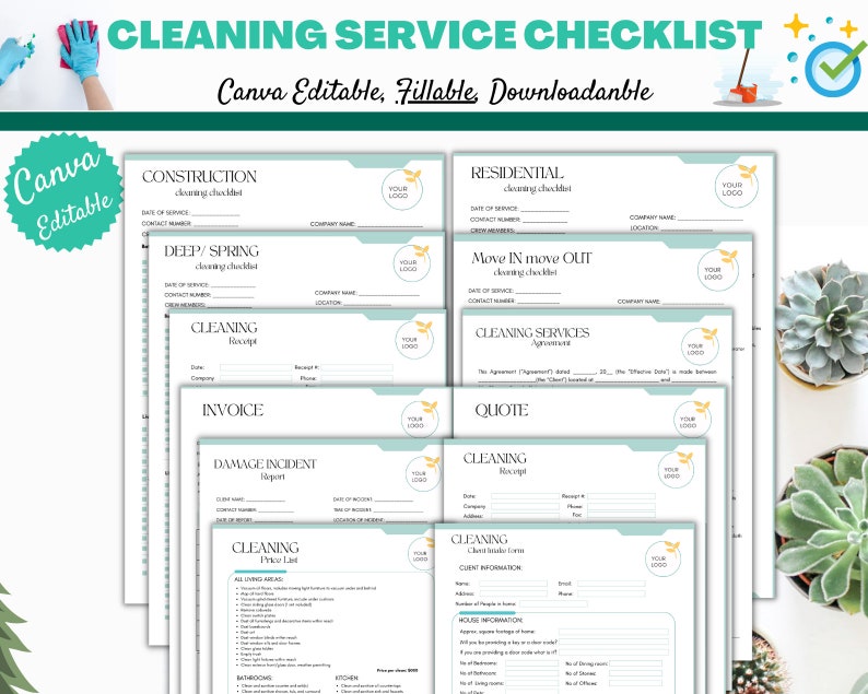 Cleaning Services Contract Forms Mega Bundle Template, Editable With ...