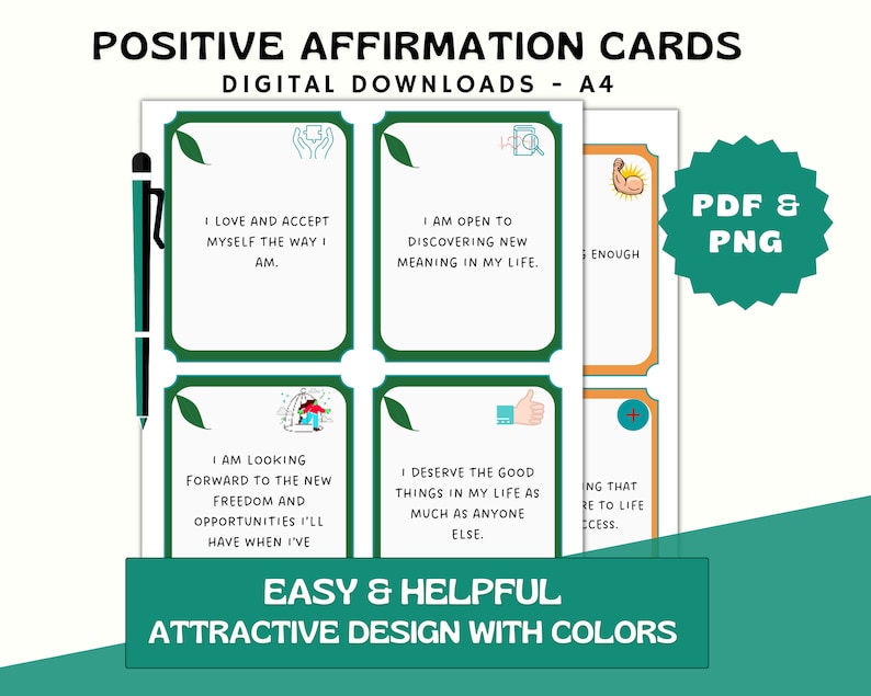 Affirmation Motivational Cards, Positive Self-talk, Positive Messages ...