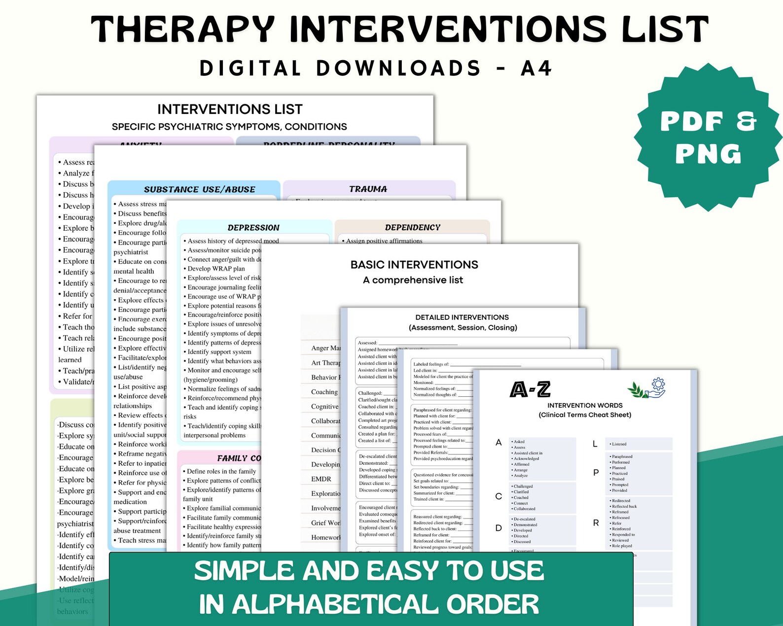 Therapy Intervention List: Clinical Terms Cheat Sheet (digital Download ...