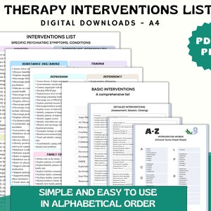 Therapy Intervention List: Clinical Terms Cheat Sheet (digital Download ...