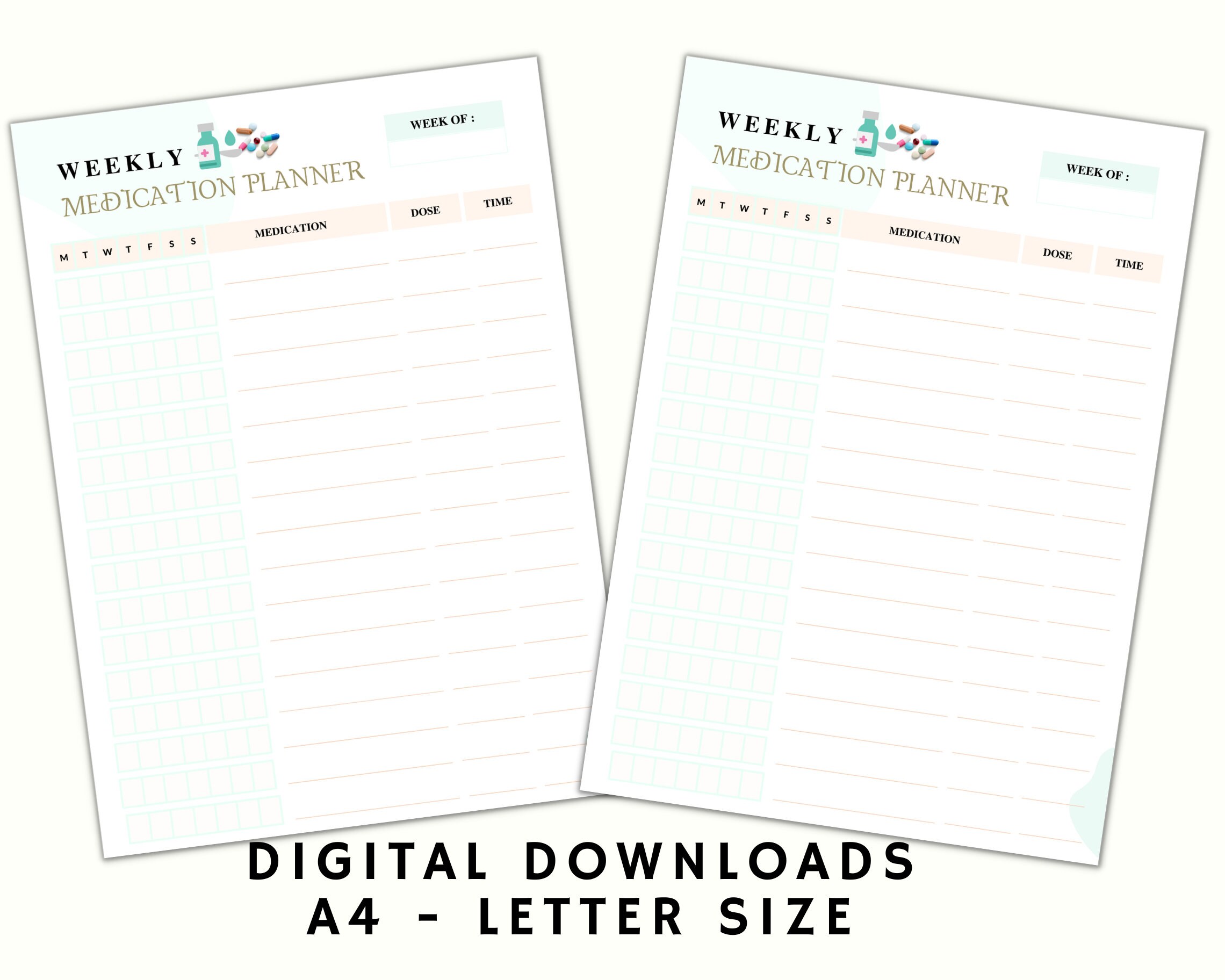 Medication Tracker Template Weekly Medicine Log Nursing - Etsy