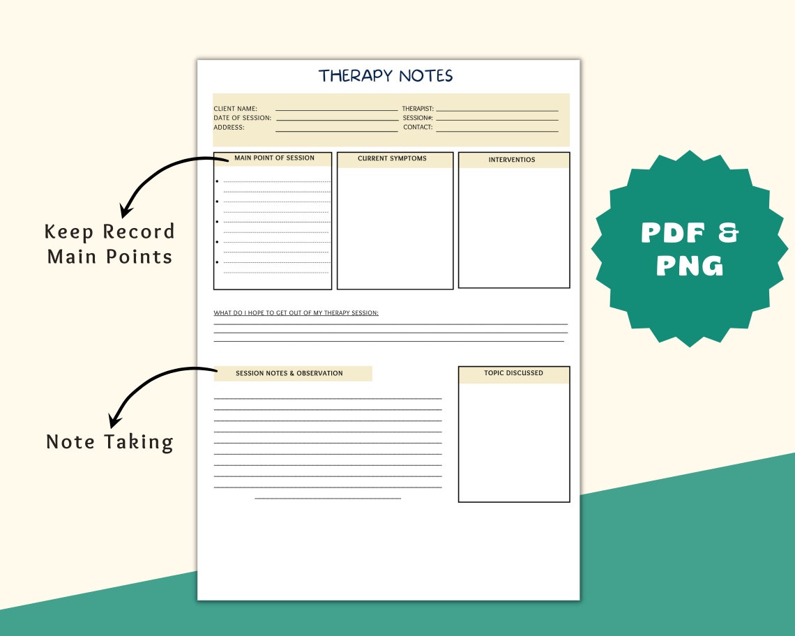 Therapy Notes Planner Printable, Therapy Journal, Mental Health ...
