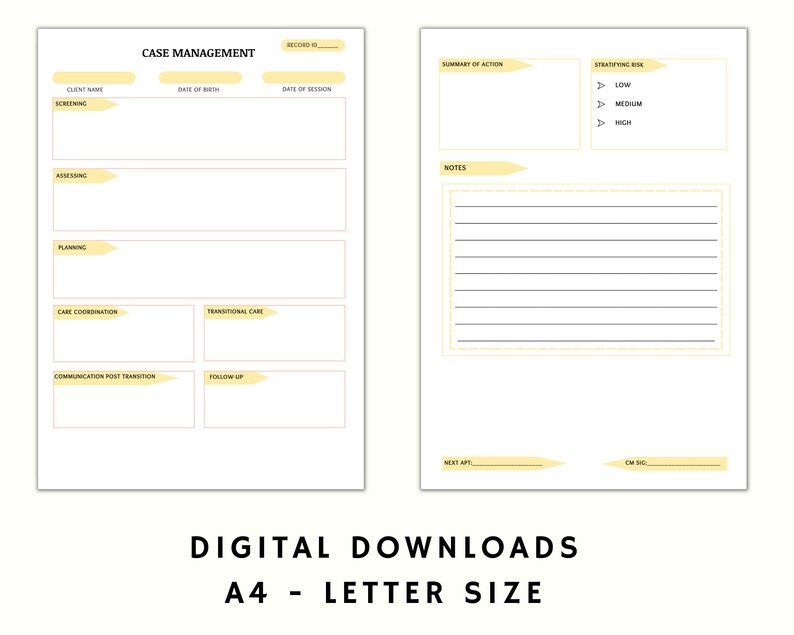 Case Manager Cheat Sheet Notes, Case Management (yellow), Paperwork ...