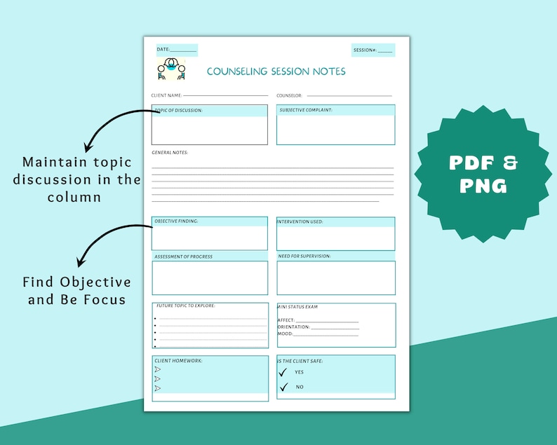 Counseling Session Printable Notes (light Blue), Counseling Session ...